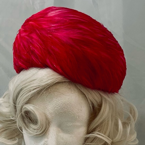 Accessories | Rare Hot Pink Feathered Vintage Turban Hat | Poshmark